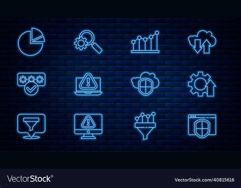 Set Line Browser With Shield Arrow Growth Gear Vector Image