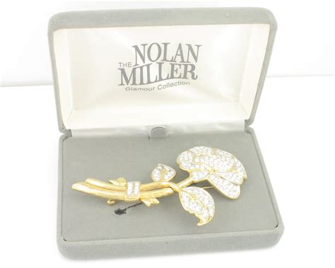 Vintage Nolan Miller Rhinestone Rose Brooch Nolan Miller Pave