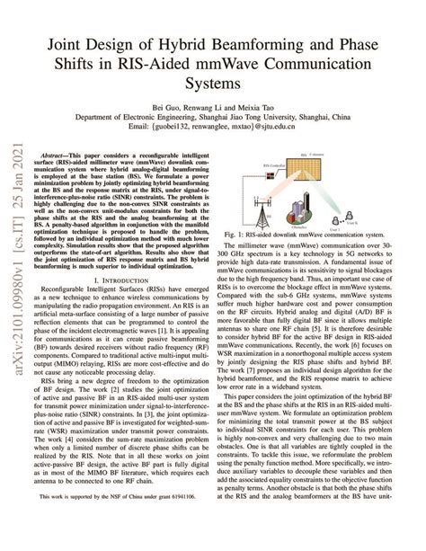 Joint Design Of Hybrid Beamforming And Phase Shifts In Ris Aided Mmwave Communication Systems
