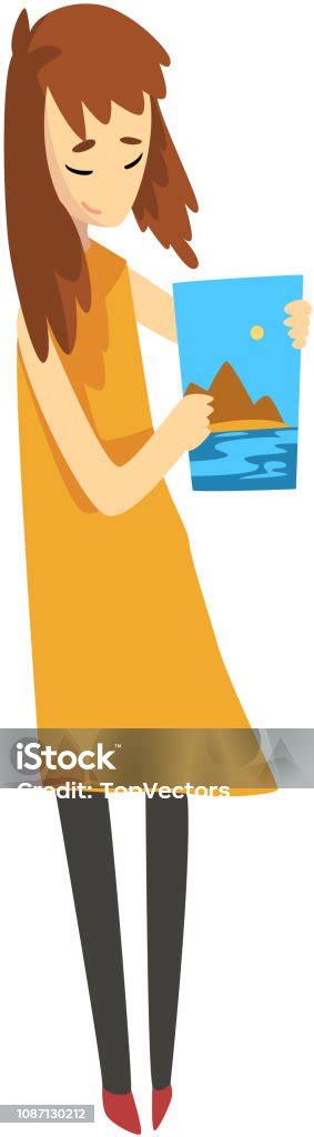 그녀의 그림 재능 있는 여성 화가 문자 흰색 배경에 창조적인 예술적 취미 벡터 일러스트 레이 션을 들고 아티스트 개념에 대한 스톡 벡터 아트 및 기타 이미지 Istock