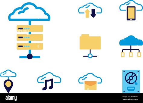 Bundle Of Cloud Computing Lineal Colors Style Icons Stock Vector Image And Art Alamy