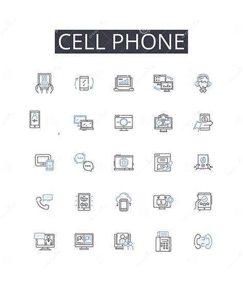 Cell Phone Line Icons Collection Mobile Ph Smartph Handset Device Pocket Communicator