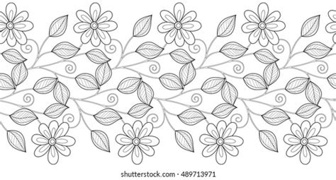 Monochrome Seamless Pattern Floral Motifs Endless Stock Vector Royalty