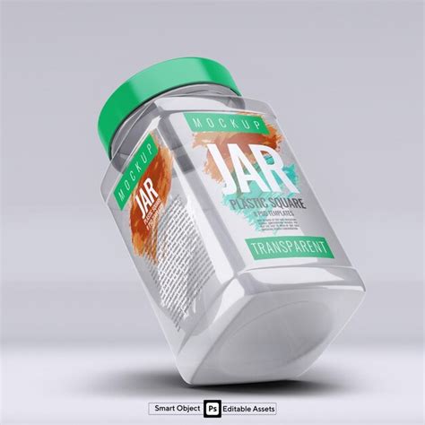 Premium Psd Plastic Square Jar Mockup