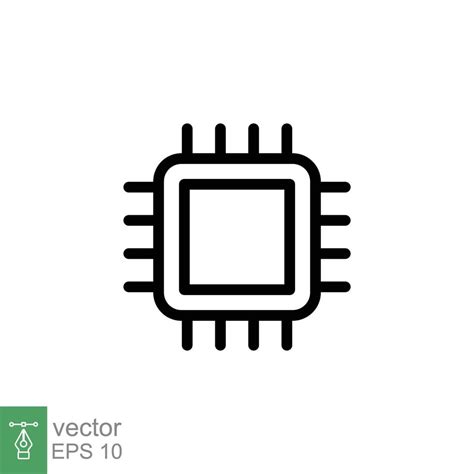 Microchip Icon Simple Outline Style Computer Processor Chip Tech Logo Electronic