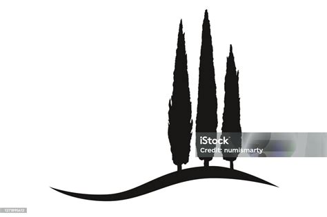 3개의 분리된 지중해 벡터 사이프러스 트리 아이콘 로고 실루엣 사이프러스에 대한 스톡 벡터 아트 및 기타 이미지 사이프러스