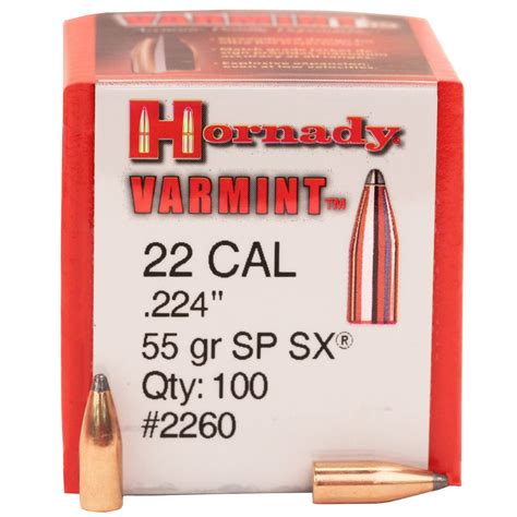 Hornady 22 Cal 224 Dia Reloading Bullets Varmint H2260 55 Grain Sx