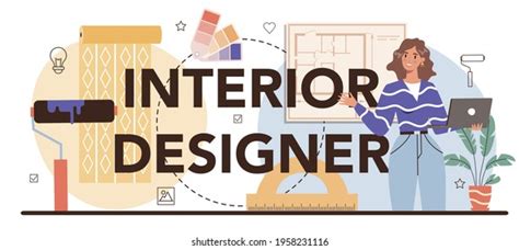 Interior Designer Typographic Header Decorator Planning Stock Vector