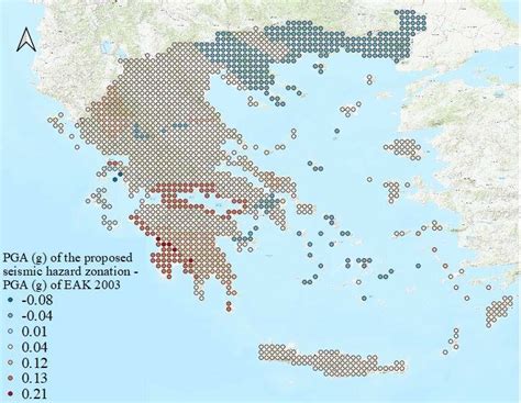Spatial Distribution Of The Difference Between The PGA Values Of The
