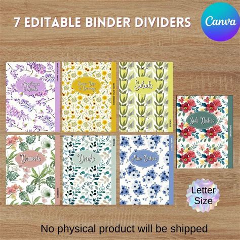 Editable Recipe Binder Divider Templates Printable Cookbook Pages Editable Recipe Binder Divider Templates Printable Cookbook Pages