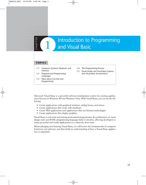 visual basic programming language topics introduction to programming