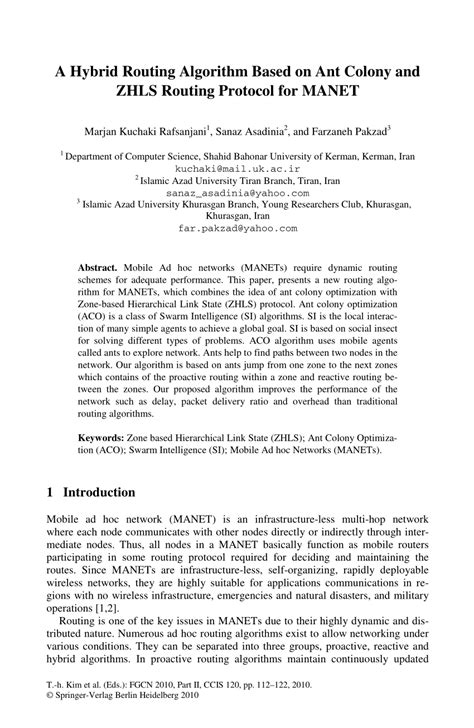 Pdf A Hybrid Routing Algorithm Based On Ant Colony And Zhls Routing