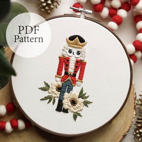 Pdf Pattern 7 Nutcracker Christmas Step By Step Beginner Embroidery