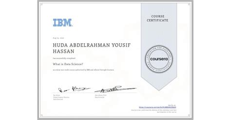 Huda Hassan No Linkedin Completion Certificate For What Is Data Science