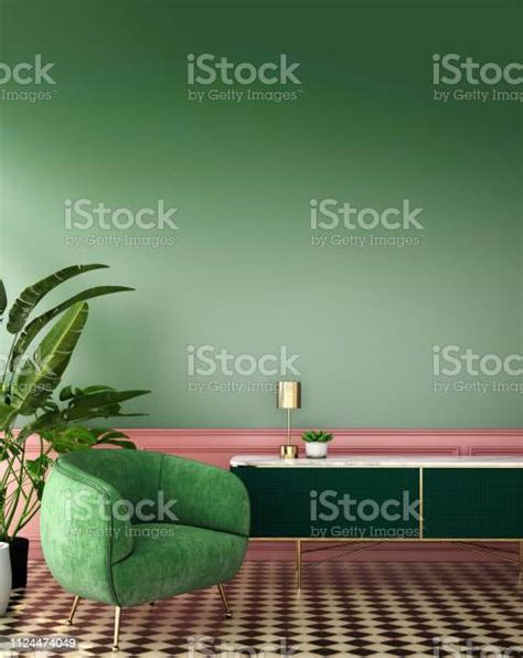거실 또는 안락의 자 식물 대리석 바닥 배경에 캐비닛 리셉션 인테리어 디자인 3d 그림 3 차원 렌더링 거실에 대한 스톡 사진 및 기타 이미지 Istock