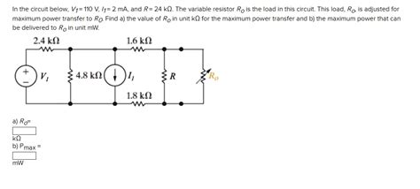solved in the circuit below v1 110 v iy 2 ma and r 24 kÎ