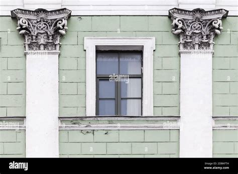 Classical Architecture Template Old Living House Wall With Green Smooth Faced Rustication