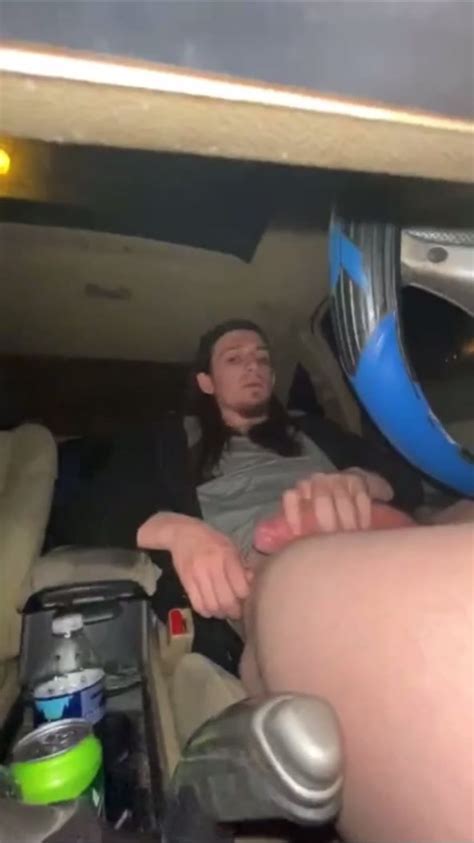 Hung Long Hair Guy Wanks And Blows A Load In His Car