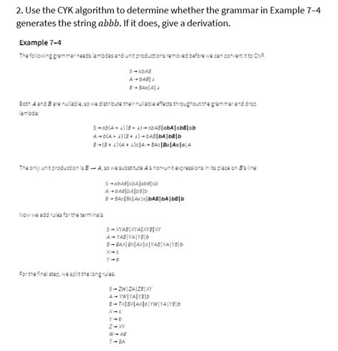 solved 2 use the cyk algorithm to determine whether the