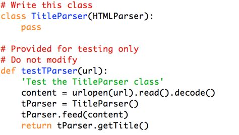 Solved Write This Class Class Title Parser Html Parser Pass