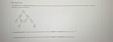 Solved Binary Search Trees A Points Given The Binary Chegg Com
