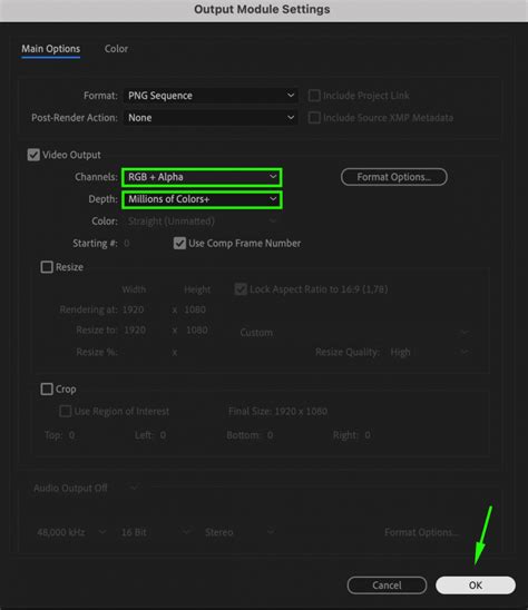 how to export a png sequence from after effects