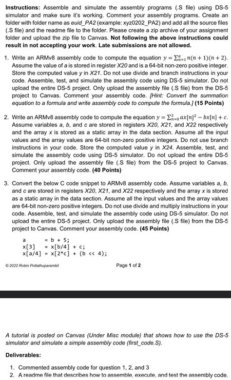 instructions assemble and simulate the assembly