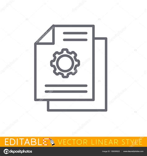 technical documentation line icon guide or manual editable line