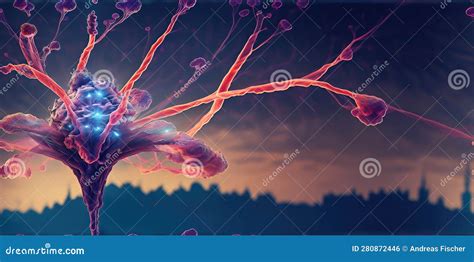 Neurons Cells Concept Showing Neurons Firing And Neural Extensions Stock Illustration
