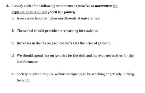 solved 2 classify each of the following statements as