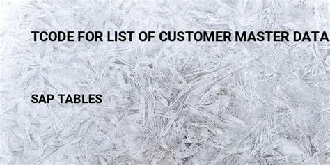 Tcode For List Of Customer Master Data Table In Sap