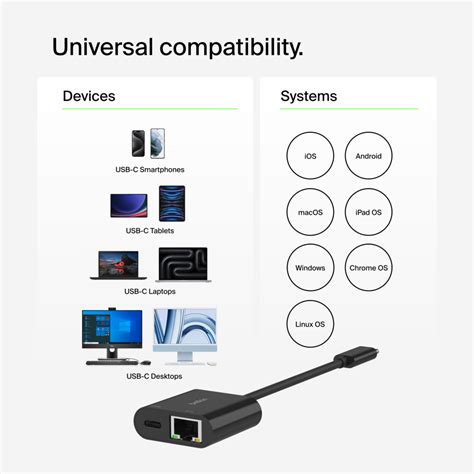 Connect USB C To Ethernet Charge Adapter 100W Belkin US