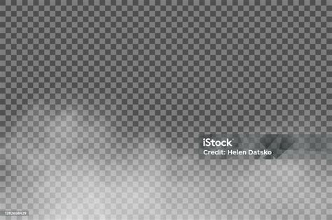 투명한 배경에 격리된 흰색 안개 텍스처입니다 스팀 특수 효과 사실적인 벡터 화재 연기 또는 미스트 증기에 대한 스톡 벡터 아트