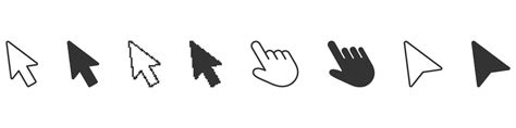 Cursor And Pointer Icons Line And Solid Icon Set Mouse Click Symbols And Arrow Cursors Symbol
