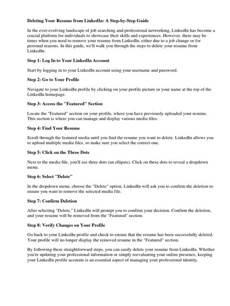 How To Delete Resume From Linkedin Pdf Résumé Linked In
