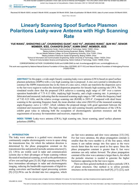 Pdf Linearly Scanning Spoof Surface Plasmon Polaritons Leaky Wave