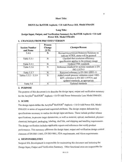 Design Input Output And Verification Document Pdf Lens Optics Optics
