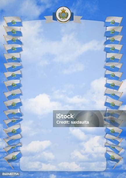 프레임과 깃발 그리고 팔의 외 투의 샌 마 리노와 국경 3 차원 일러스트 레이 션 공란에 대한 스톡 사진 및 기타 이미지 공란 교육 디자인 Istock