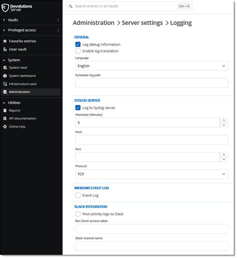 Logging Devolutions Documentation Logging Devolutions Documentation