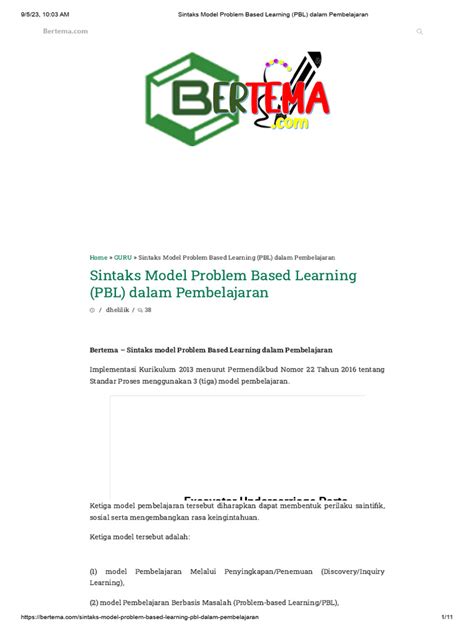 Sintaks Model Problem Based Learning Pbl Dalam Pembelajaran Pdf