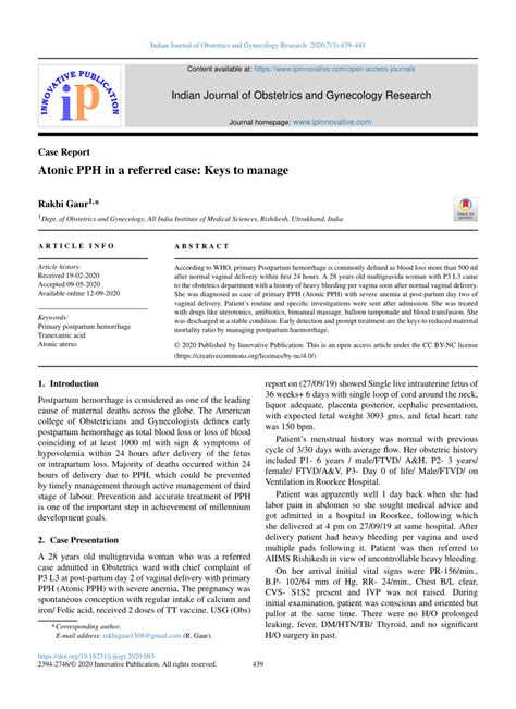 Pdf Atonic Pph In A Referred Case Keys To Manage