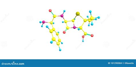 Ampicillin Antibiotic Molecular Structure Isolated On White Stock
