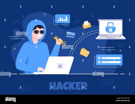 hacker using computer server to activity hacked database network