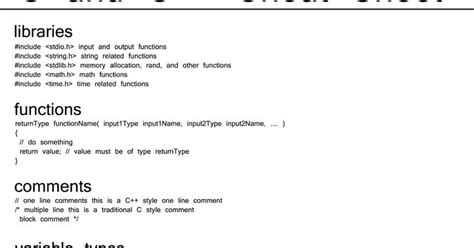 C And C Cheat Sheet Feelings Quotes C Programming Learning Computer Coding