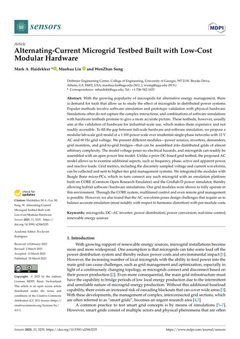 Pdf Alternating Current Microgrid Testbed Built With Low Cost Modular Hardware