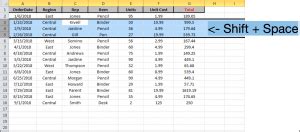 How To Use Keyboard Multiple Select Entire Row In Excel