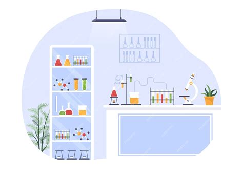 Premium Vector Laboratorium With Conducting Research Scientific And Measurement In A Lab In