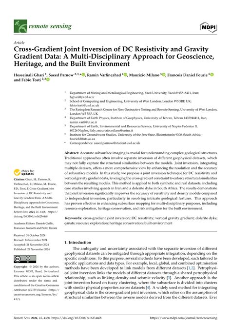 Pdf Cross Gradient Joint Inversion Of Dc Resistivity And Gravity Gradient Data A Multi
