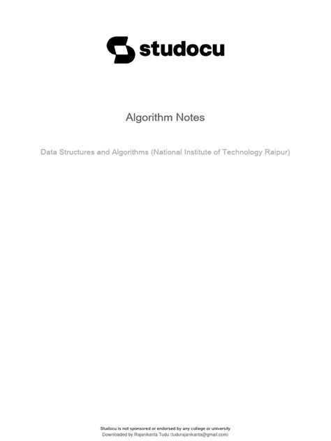 Algorithm Notes Pdf Information Technology Computer Science