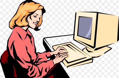 Woman Typing Clipart